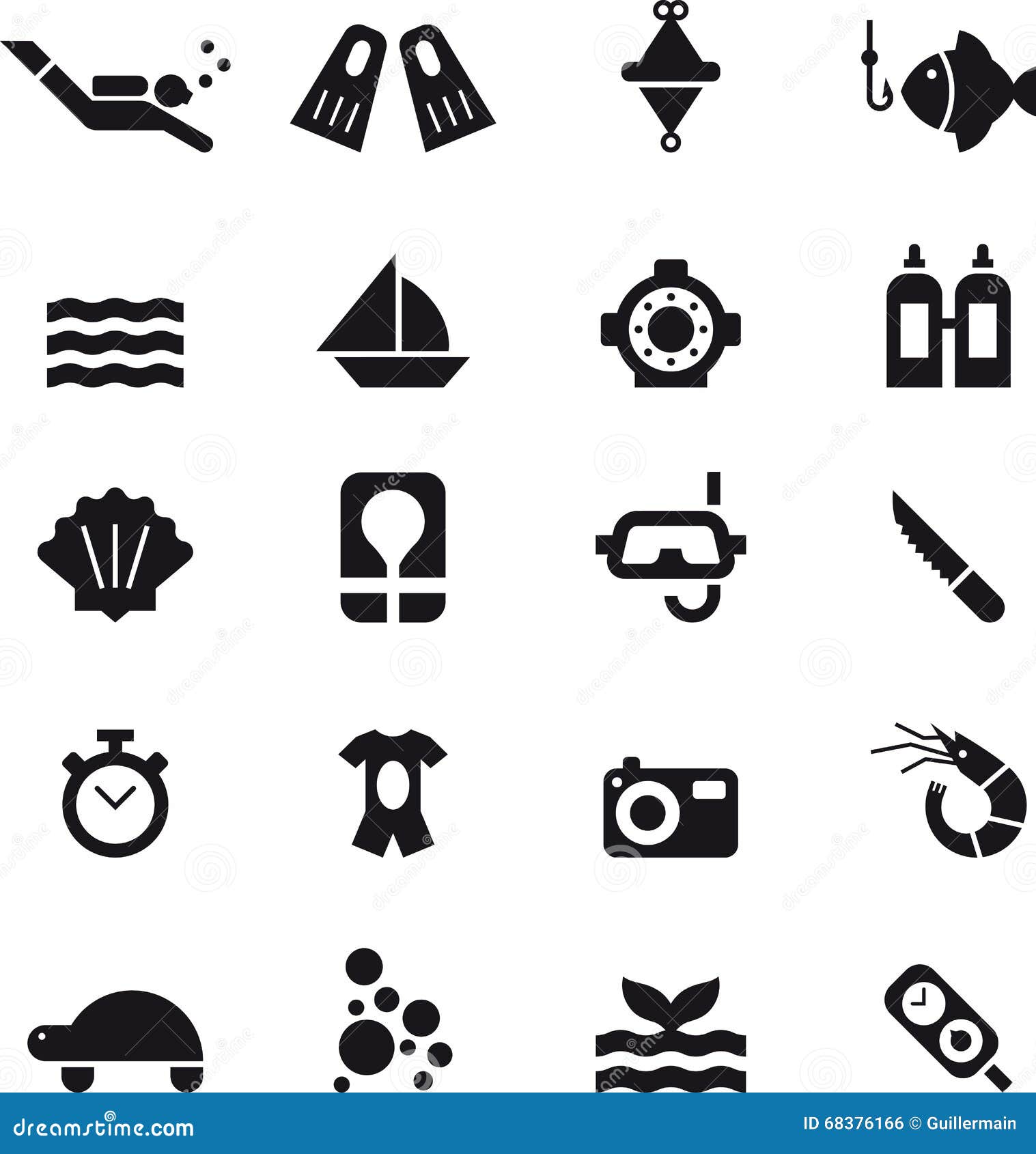 Diving icon set stock vector. Illustration of bubble - 68376166