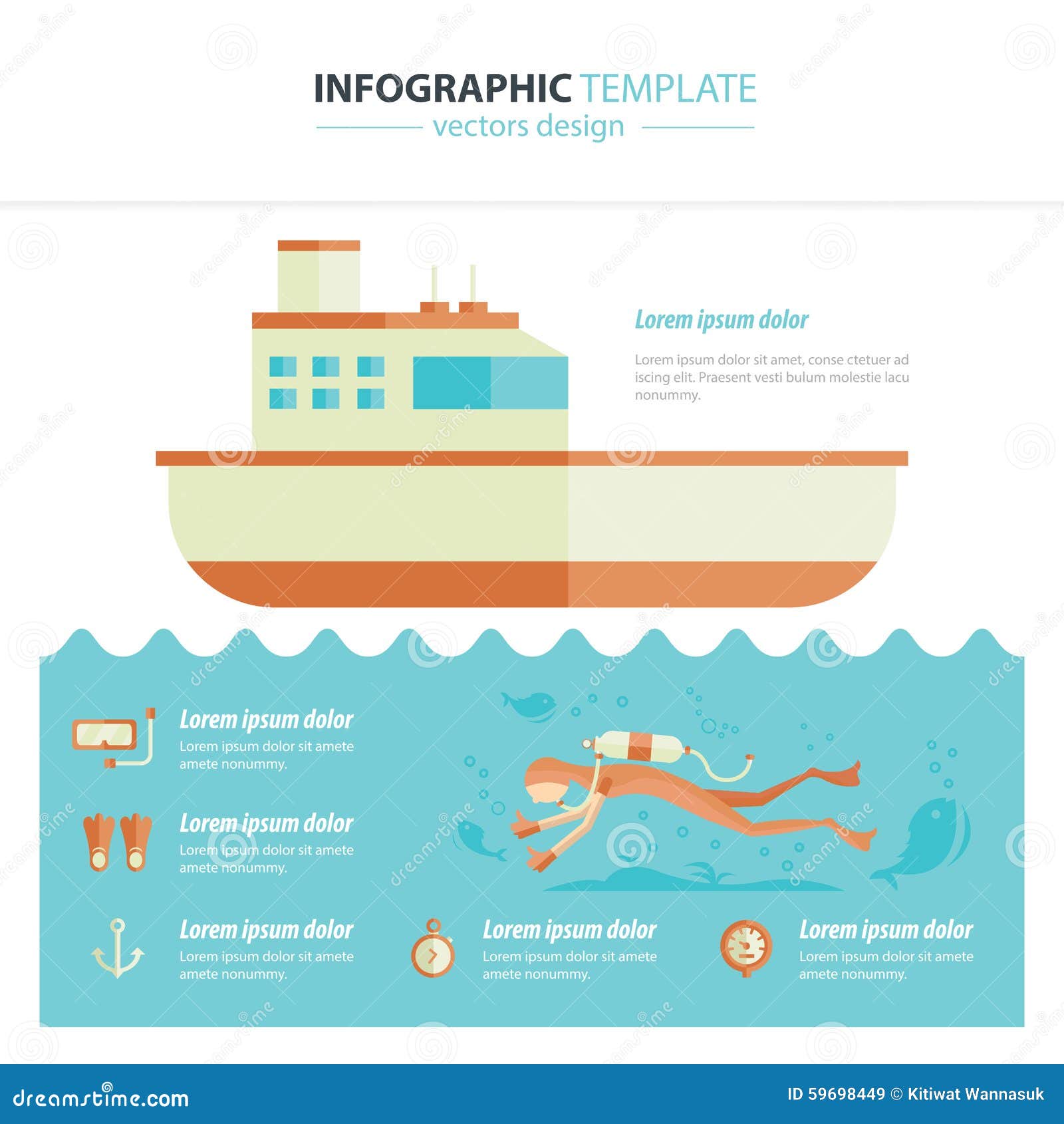 Diving infographic stock illustration. Illustration of boat - 59698449