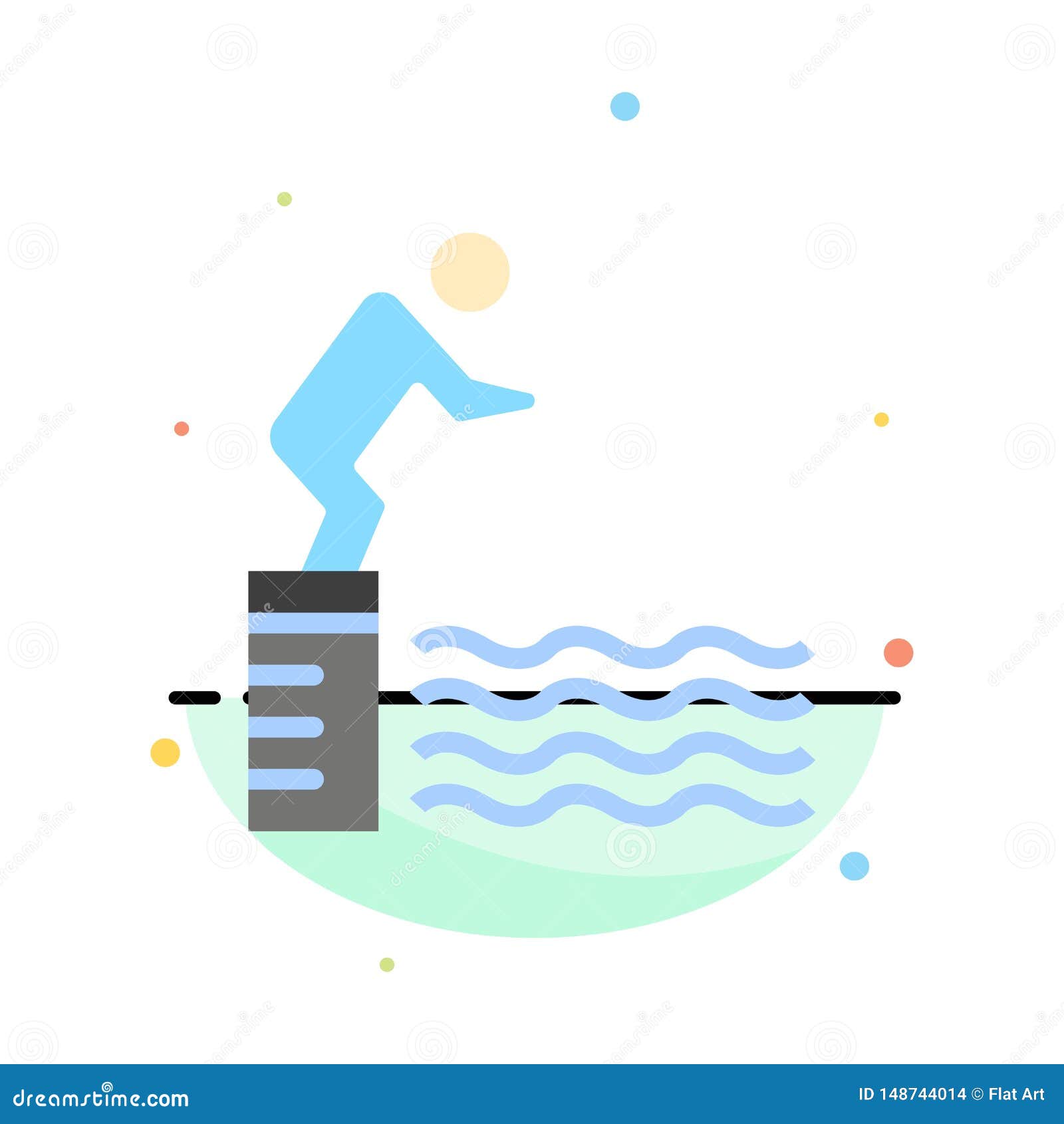 Diving, Jump, Platform, Pool, Sport Abstract Flat Color Icon Template ...