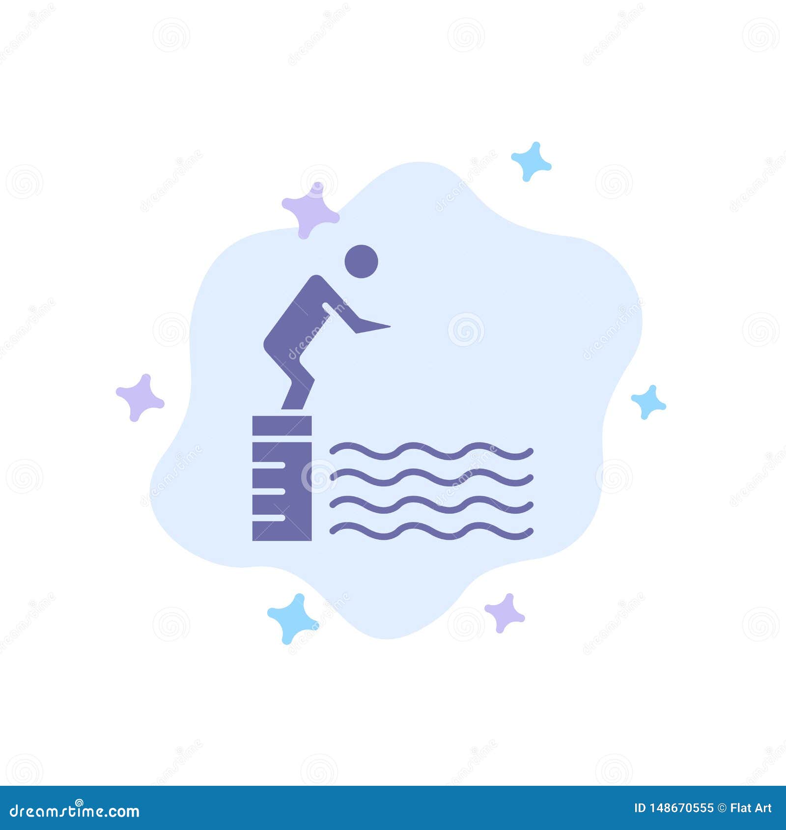 Diving, Jump, Platform, Pool, Sport Blue Icon on Abstract Cloud ...