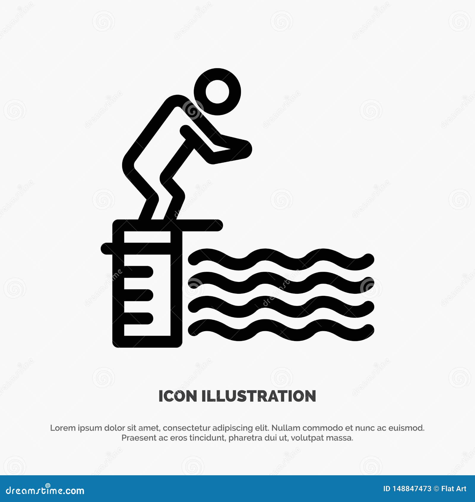 Diving, Jump, Platform, Pool, Sport Line Icon Vector Stock Vector ...