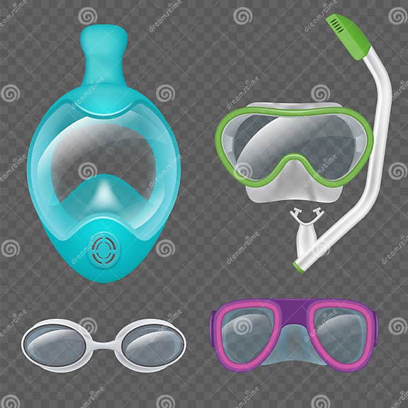 Diving Mask. Professional Glasses for Underwater Exploration Different ...