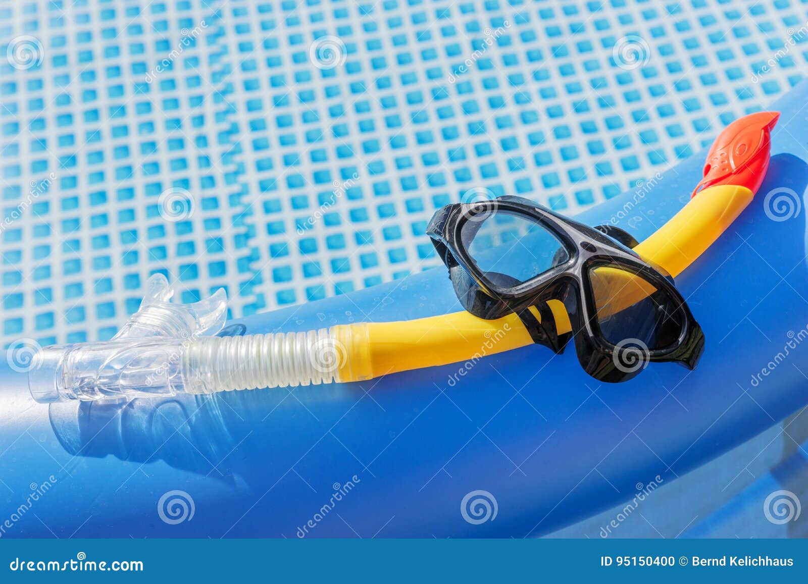 Diving Mask and Snorkel at the Swimming Pool Stock Photo - Image of ...