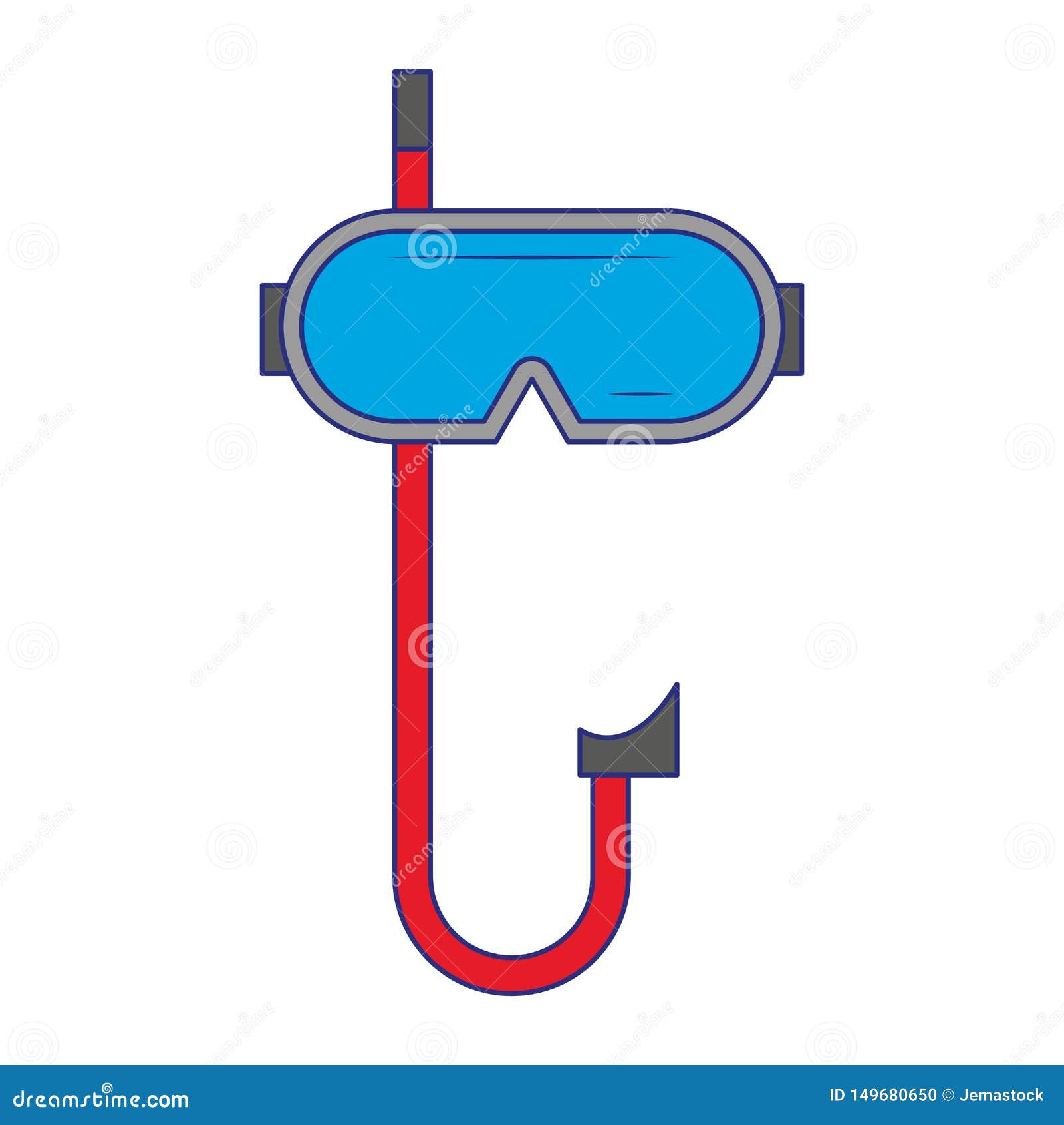 Diving Mask Summer Cartoon Isolated Stock Vector - Illustration of ...