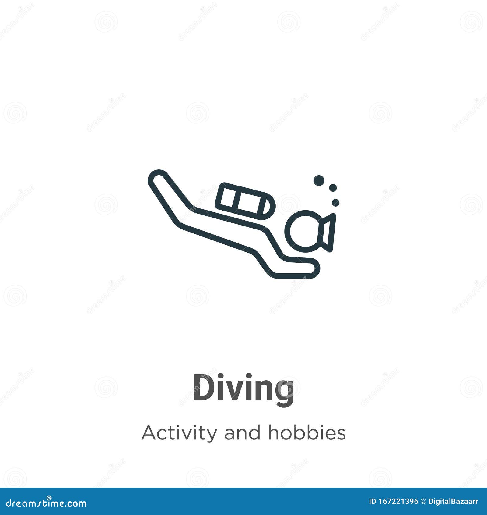 Diving Outline Vector Icon. Thin Line Black Diving Icon, Flat Vector ...
