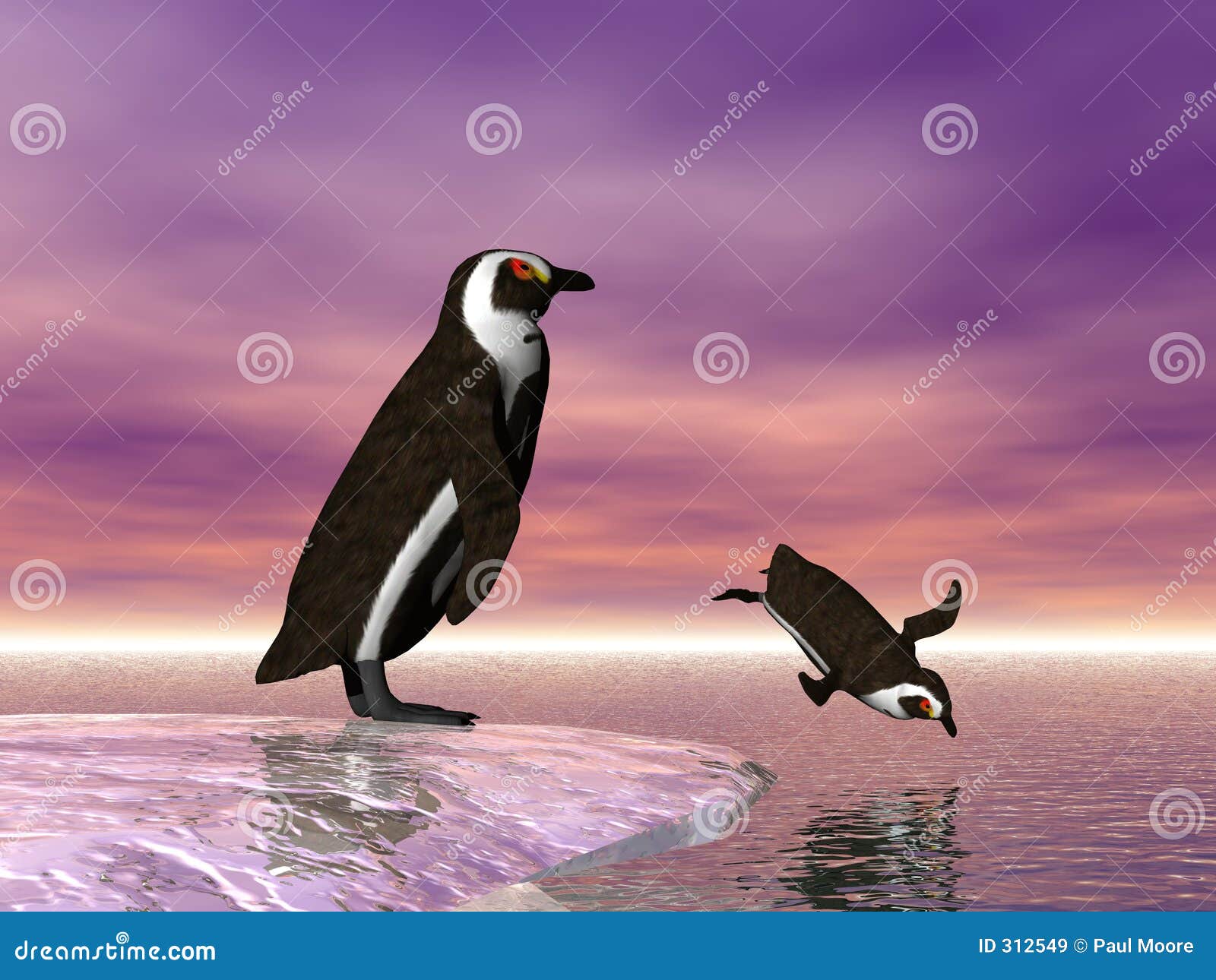 Diving Penguin stock illustration. Illustration of plain - 312549