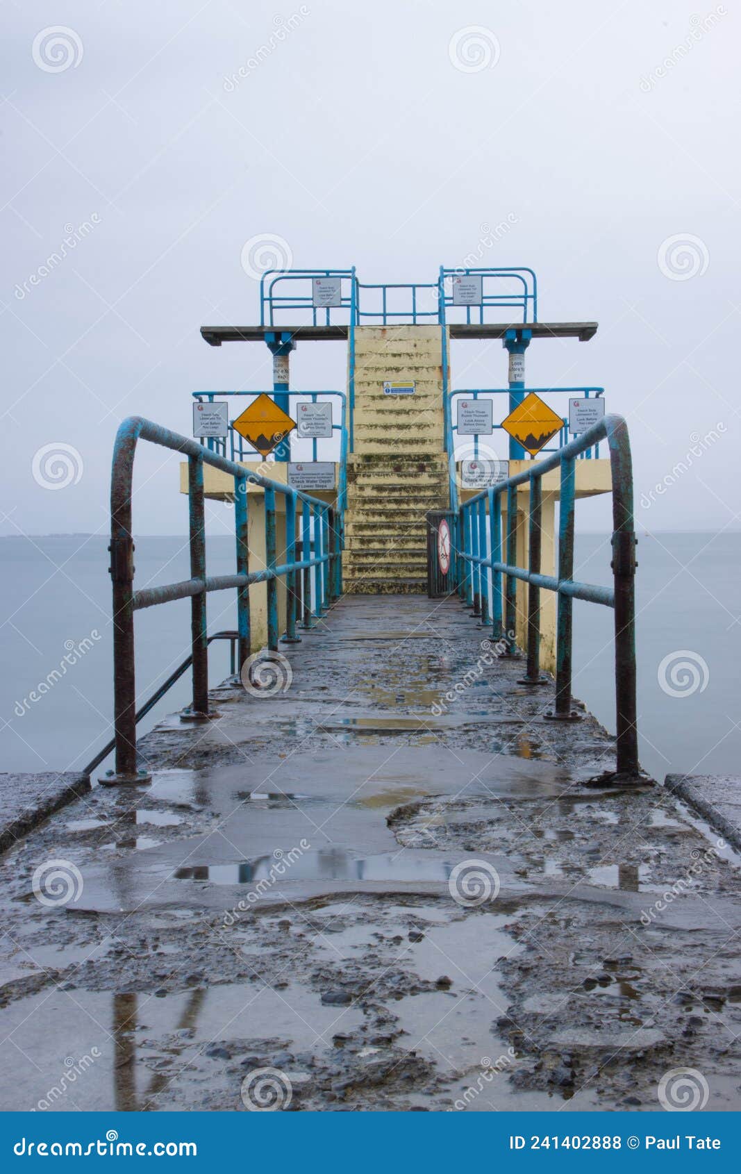 Diving Platform in the Ocean in Winter Stock Photo - Image of cloudy ...