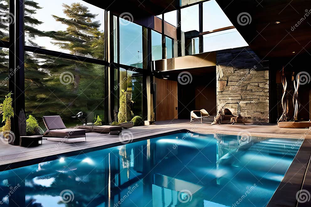 Diving Pool a Pool with a Diving Board Featuring a Modern Advent Stock ...