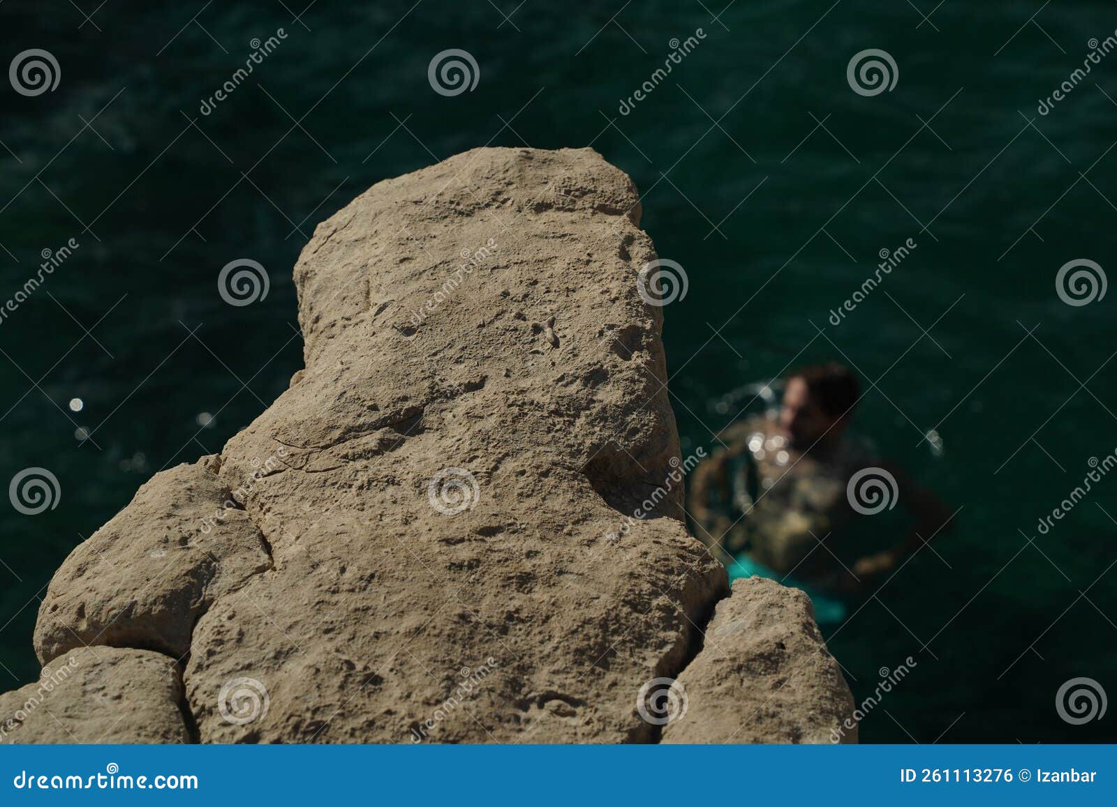 Diving from Saint Peter Pools Malta Rock Formation Hole on Rocks Stock ...