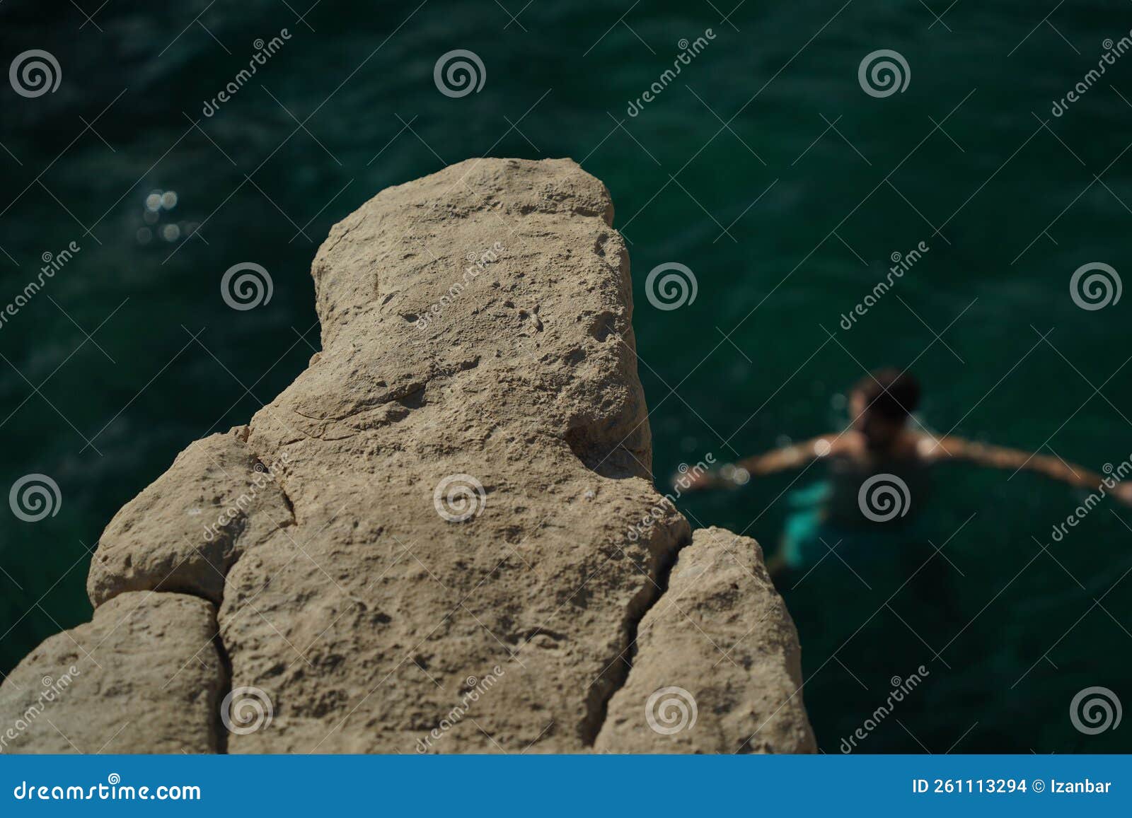 Diving from Saint Peter Pools Malta Rock Formation Hole on Rocks Stock ...