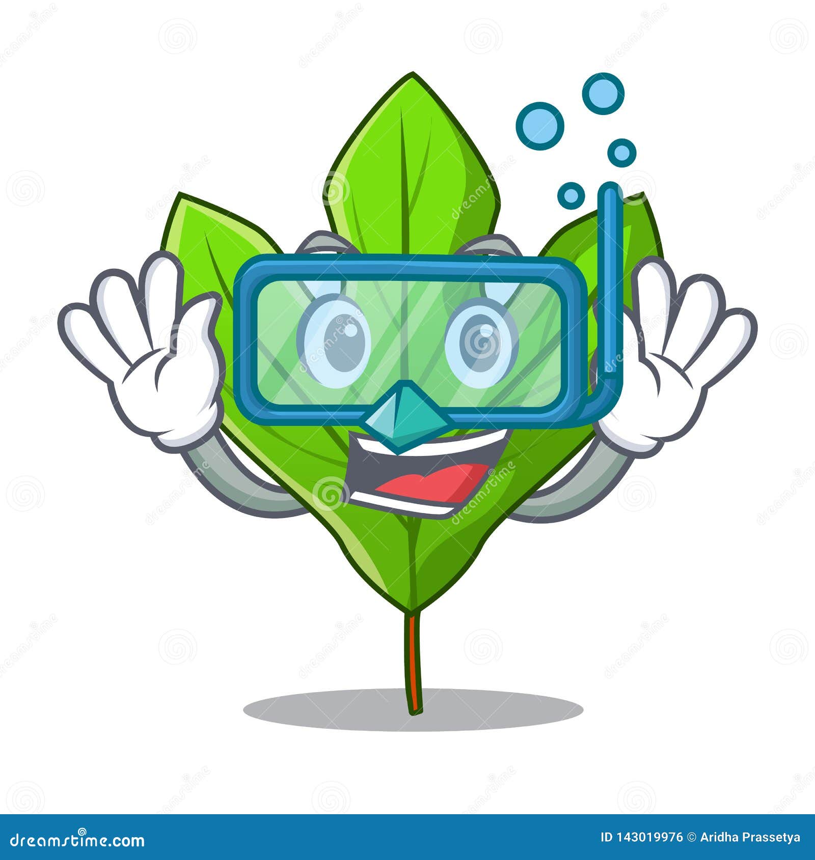 Diving Sassafras Leaf in the Cartoon Stem Stock Vector - Illustration ...