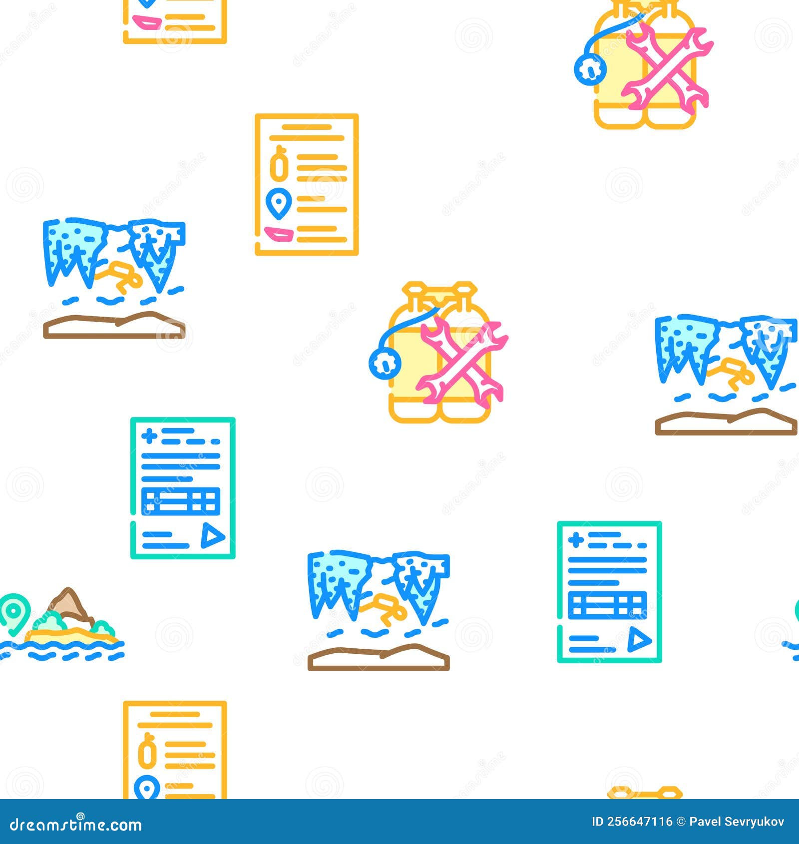 Diving School Education Lesson Vector Seamless Pattern Stock ...