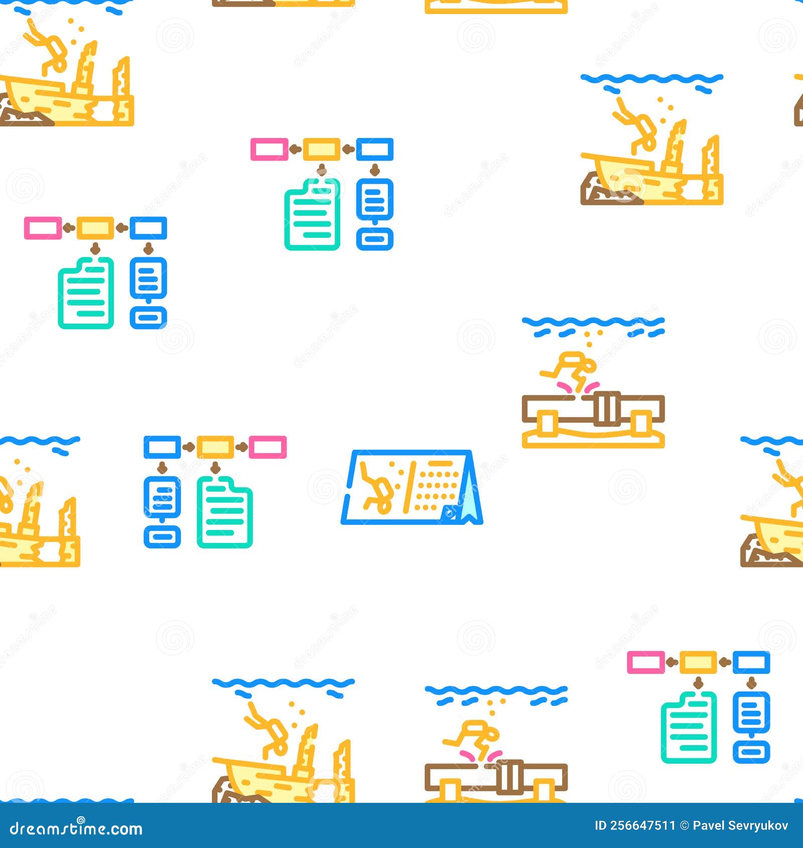 Diving School Education Lesson Vector Seamless Pattern Stock ...