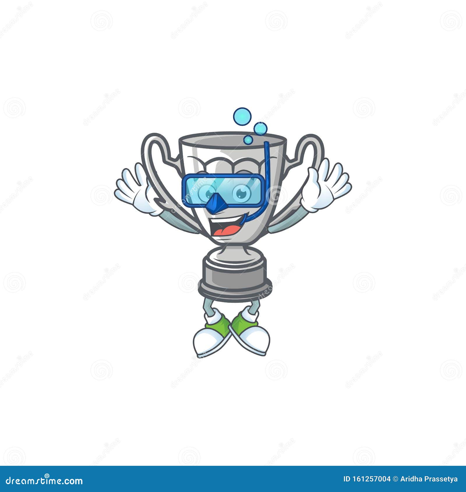 Diving Silver Trophy with Cartoon Character Shape Stock Vector ...