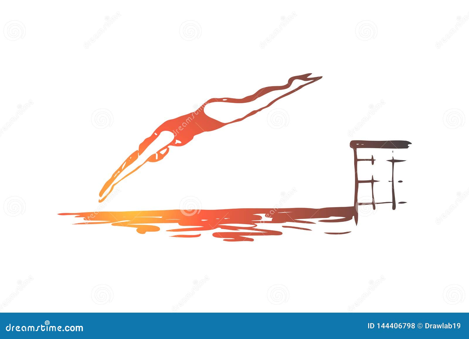 Diving, Water, Pool, Jump, Swim Concept. Hand Drawn Isolated Vector ... Diving, Water, Pool, Jump, Swim Concept. Hand Drawn Isolated Vector ...