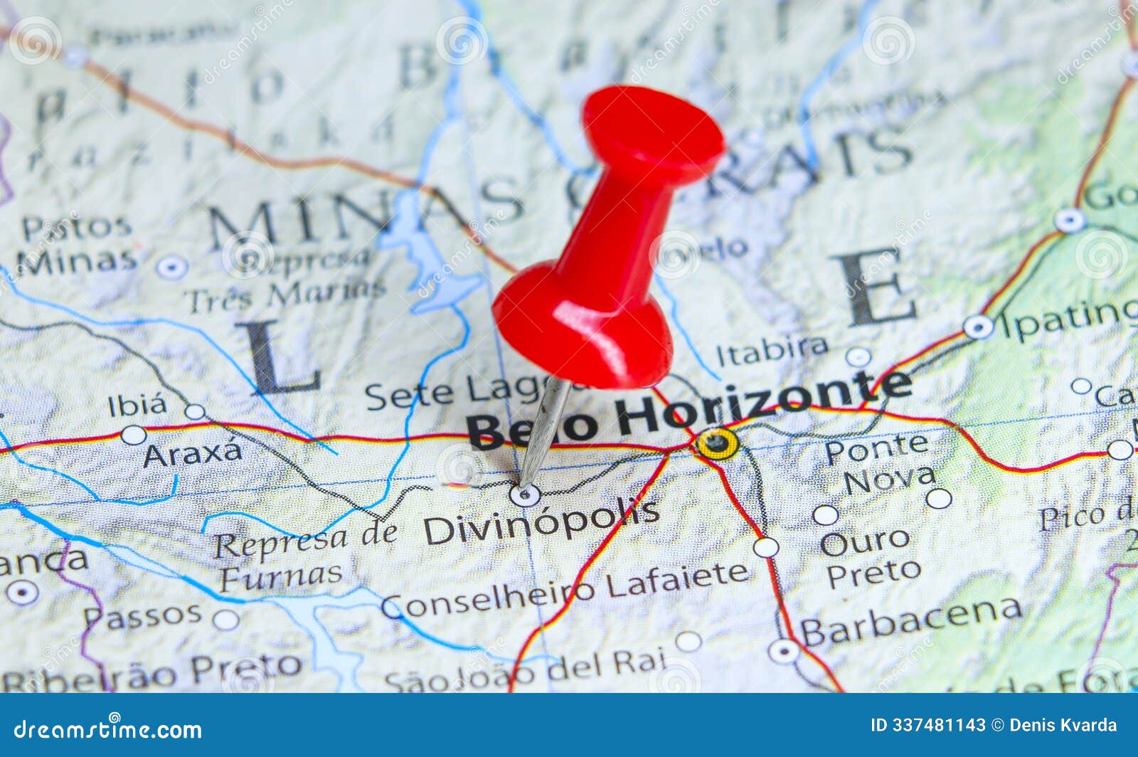 Divinopolis, Brazil Pin on Map Stock Image - Image of cartography, trip ...
