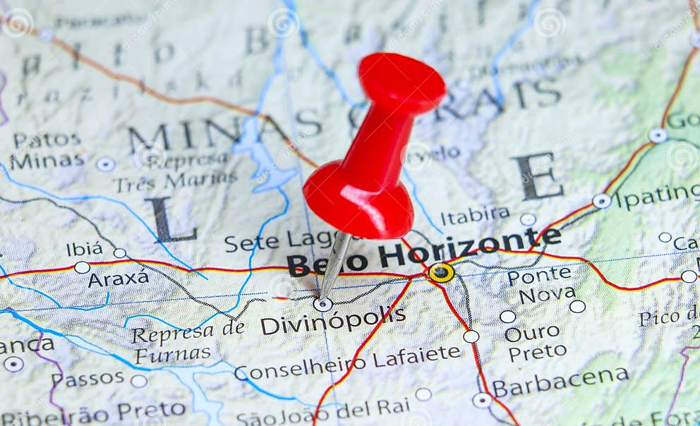 Divinopolis, Brazil Pin on Map Stock Image - Image of cartography, trip ...