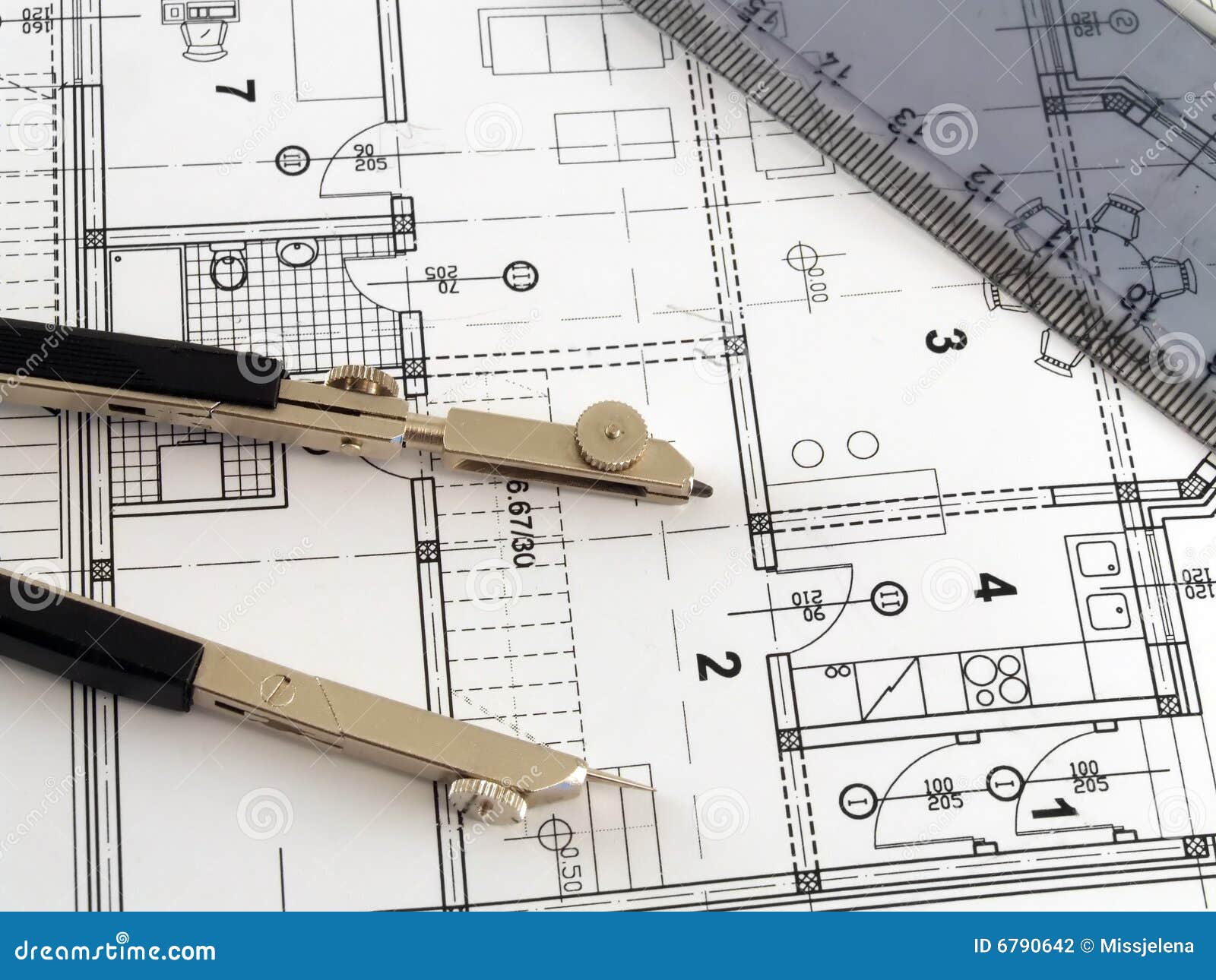Diviseur Et Grille De Tabulation Sur Le Plan Architectural Photo stock ...