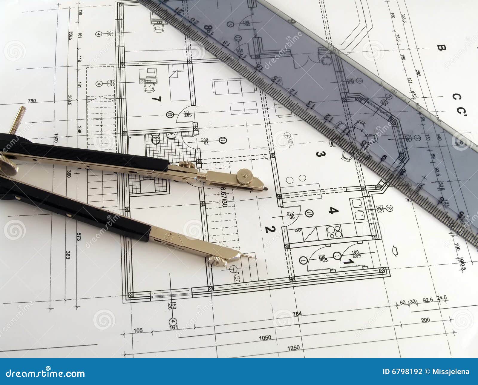 Diviseur Et Grille De Tabulation Sur Le Plan Architectural Photo stock ...