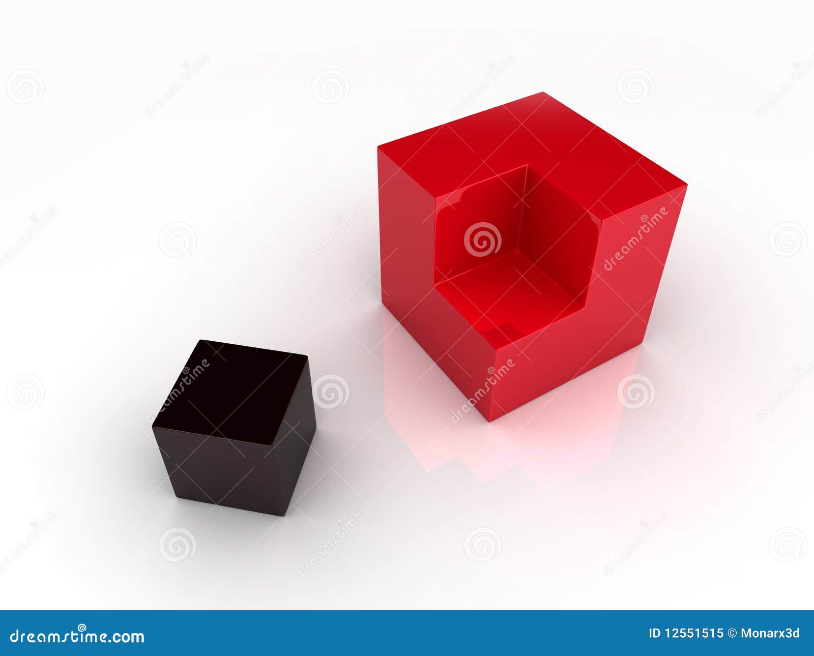 Division of two cubes stock illustration. Illustration of render - 12551515