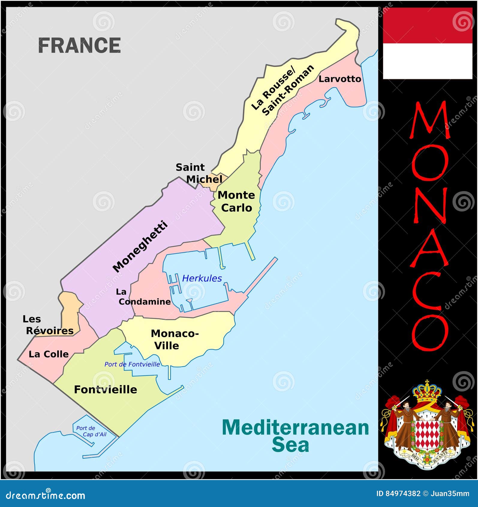 Divisions Administratives Du Monaco Illustration Stock - Illustration ...