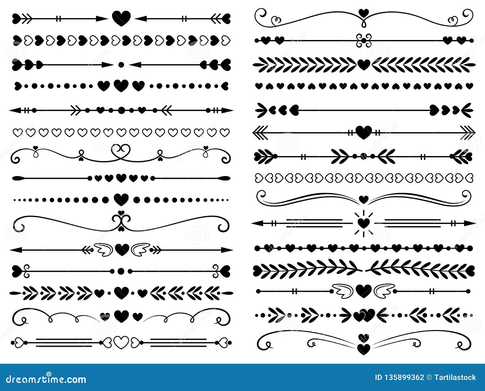 Divisore Del Confine Dei Cuori Linea Decorativa Separatore Dell'annata ... Divisore Del Confine Dei Cuori Linea Decorativa Separatore Dell'annata ...