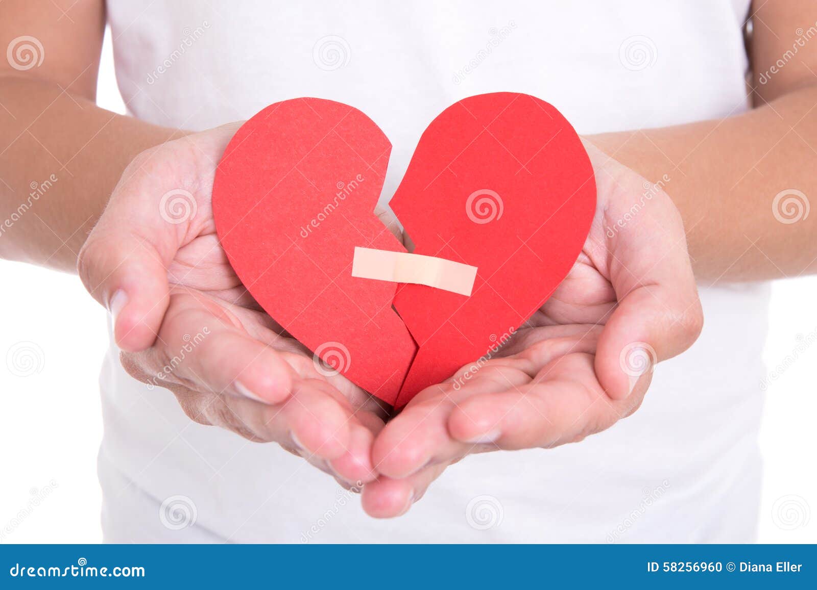 Divorce Concept - Man Holding Broken Heart with Plaster Stock Photo ...
