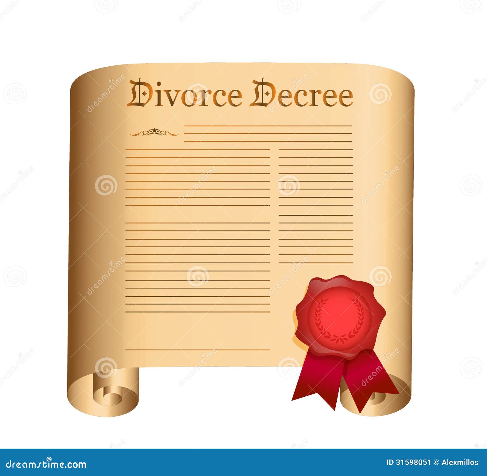 Divorce Decree Old Scroll With A Wet Seal Stock Illustration - Image ...