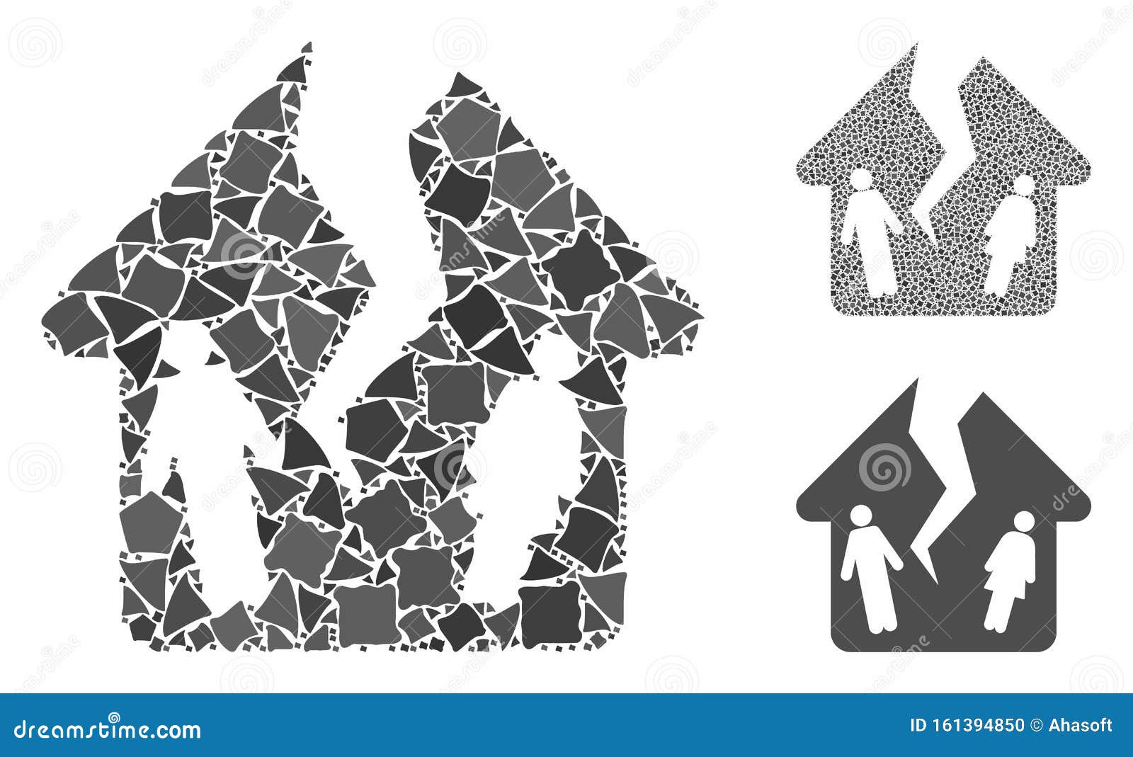 Divorce House Split Icon Depicts Legal Sharing Of Property After ...