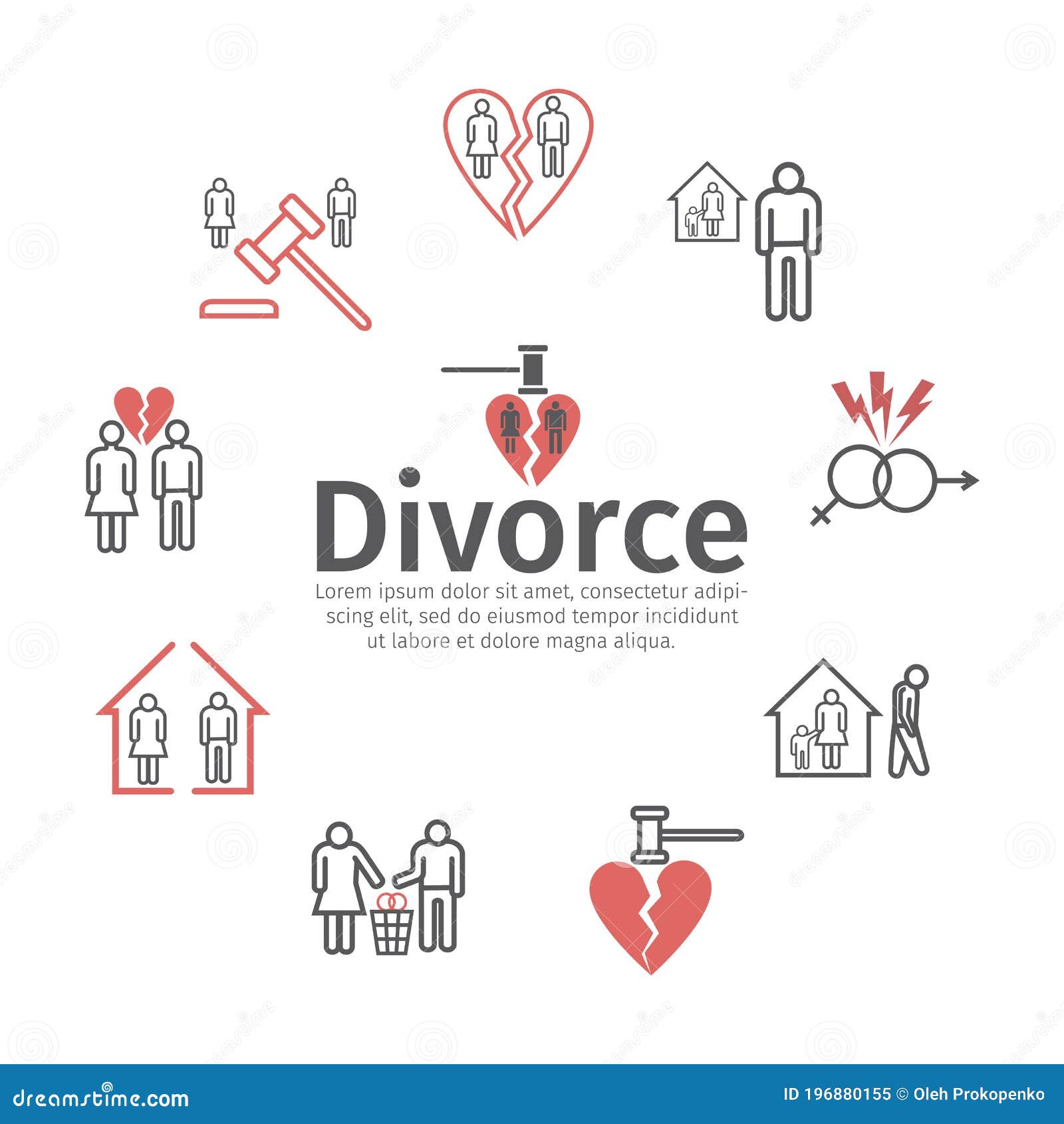 Divorce Line Icons. Vector Signs for Web Graphics Stock Vector ...