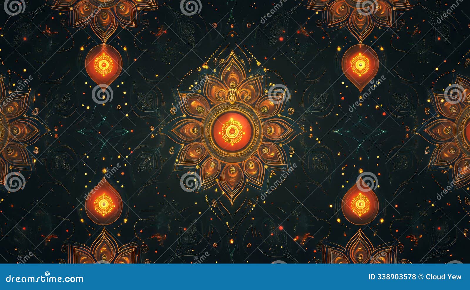 Diwali Background with a Repeating Pattern of Lights and Decorations ...