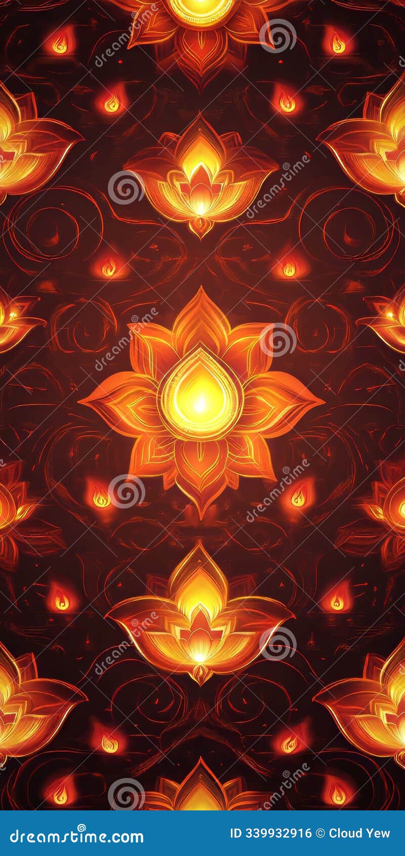 Diwali Background with a Repeating Pattern of Lights and Decorative ...