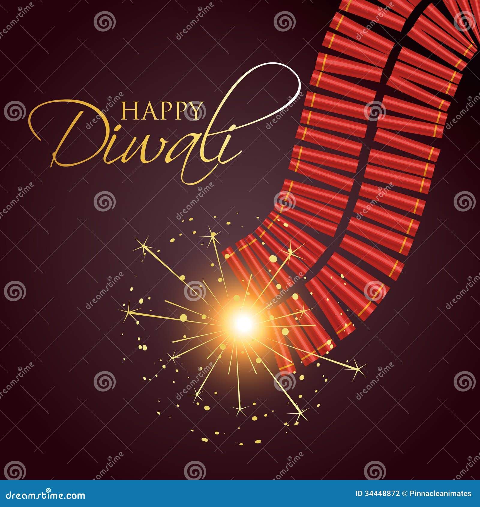 Diwali burning crackers stock vector. Illustration of greeting - 34448872