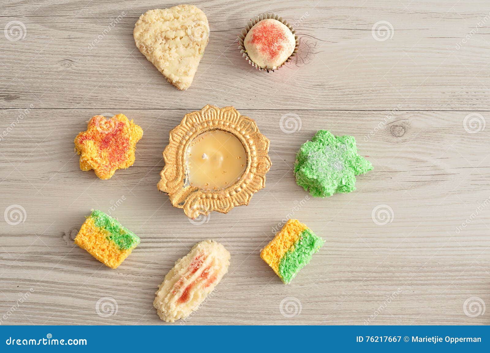 A Diwali Candle and Colorful Biscuits Stock Image - Image of flame ...