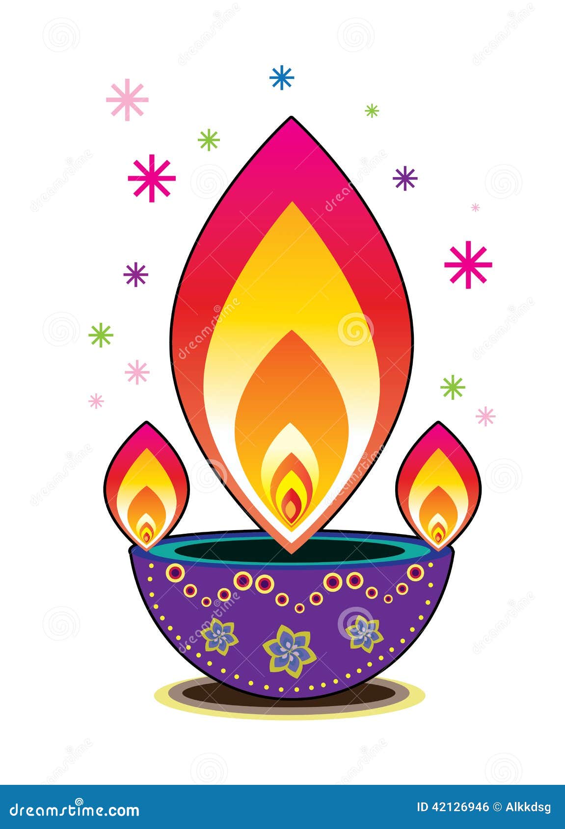 Diwali Candle Light Cartoon Vector | CartoonDealer.com #42130311