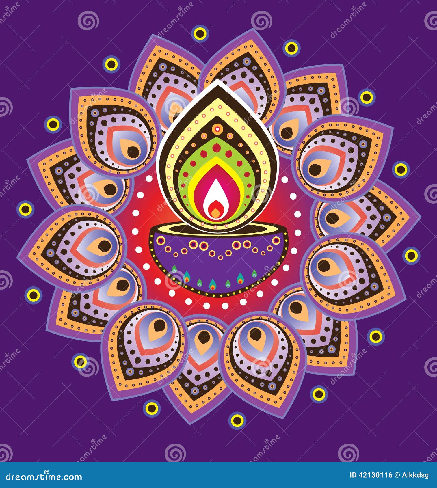 Diwali Candle Light Cartoon Vector | CartoonDealer.com #42130311