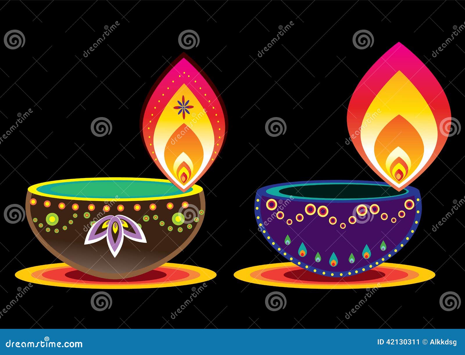 Diwali Candle Light Cartoon Vector | CartoonDealer.com #42130311