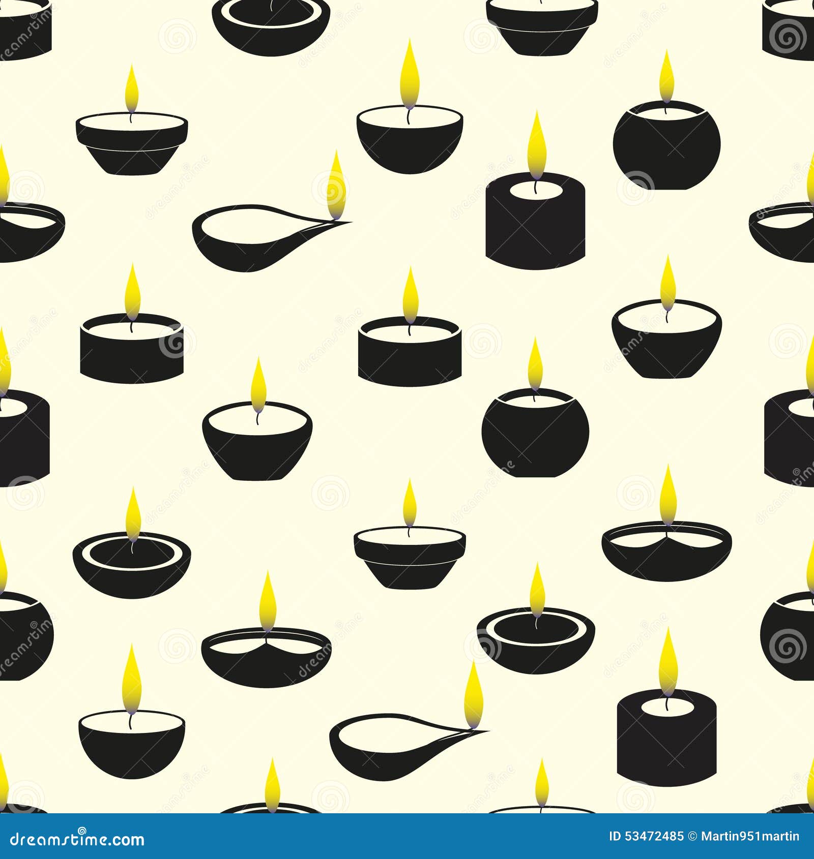 Diwali Candles with Flame Icons Seamless Pattern Stock Vector ...