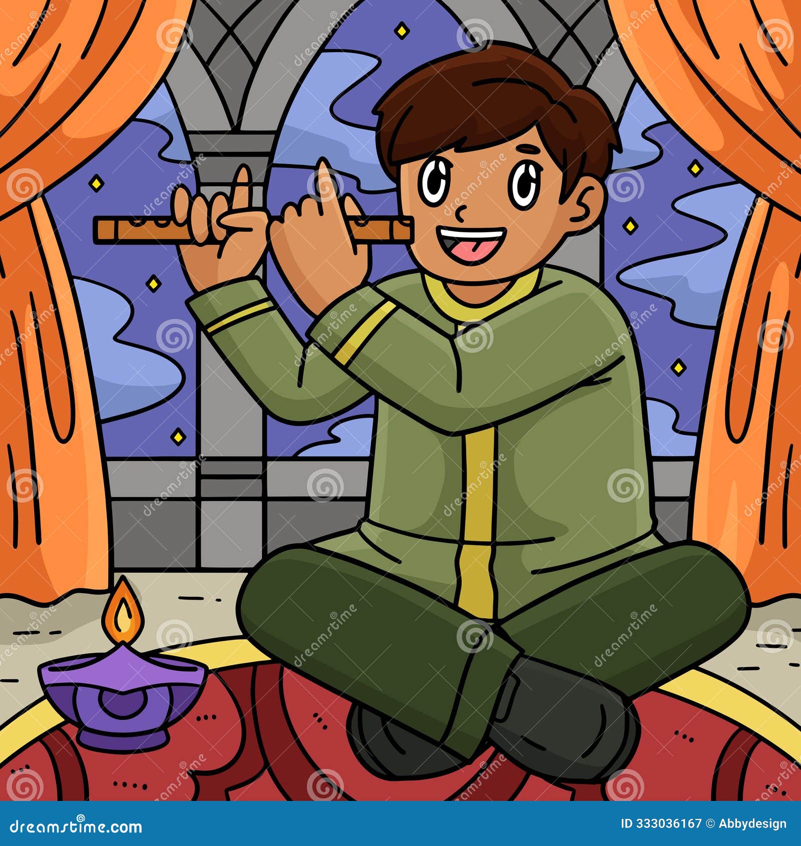 Boy Playing Flute, Talented Young Flutist Character Playing Musical ... Boy Playing Flute, Talented Young Flutist Character Playing Musical ...