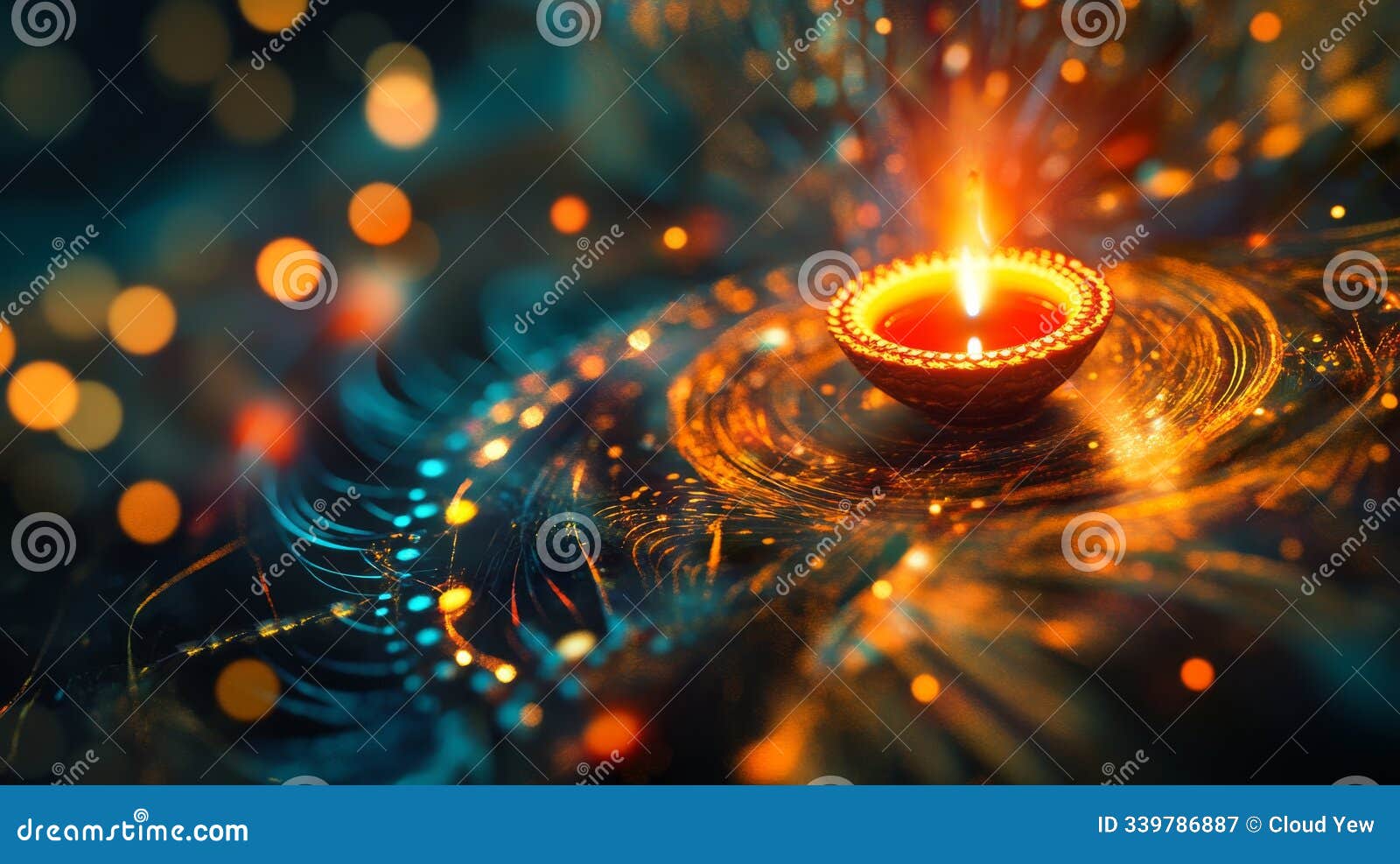 Diwali Decorations on a Dynamic Abstract Canvas Stock Illustration ...
