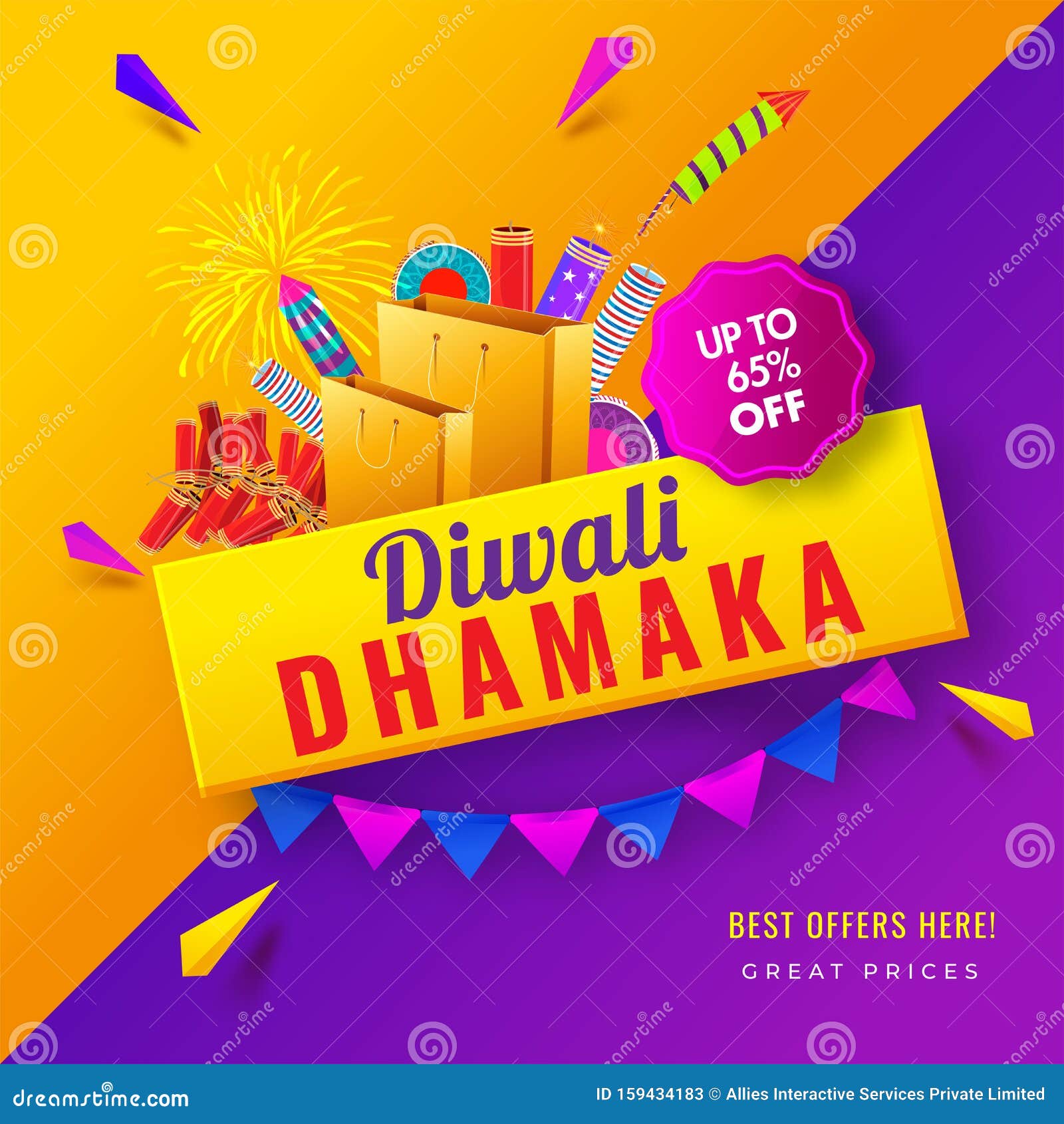 Diwali Dhamaka Poster or Template Design with 65 Discount Offer and ... Diwali Dhamaka Poster or Template Design with 65 Discount Offer and ...