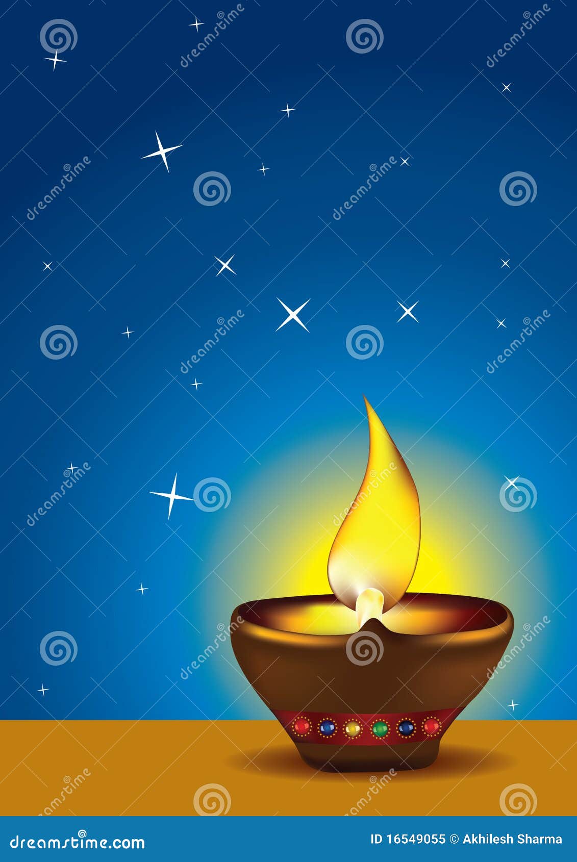 Diwali Diya with blue sky stock vector. Illustration of auspicious ...