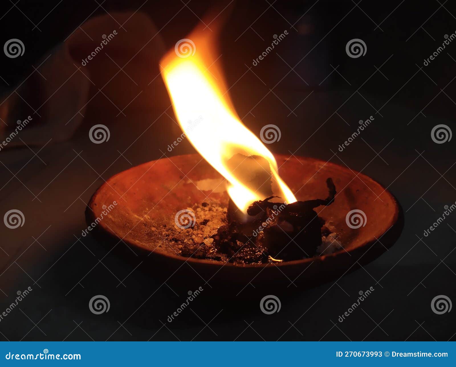 A Diwali Diya Burning at Night Stock Image - Image of lamp, font: 270673993