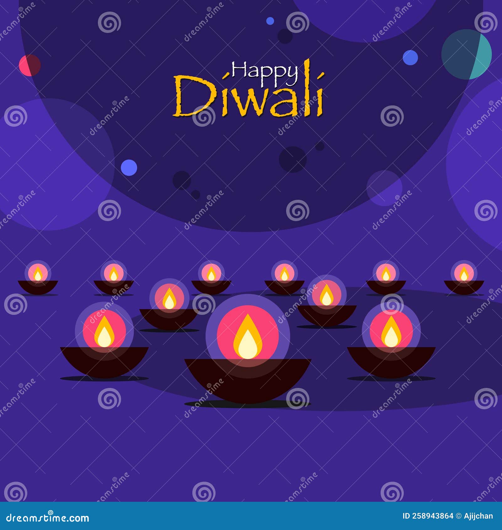 Lighted Oil Lamps of Diwali Festival. Stock Vector - Illustration of ...