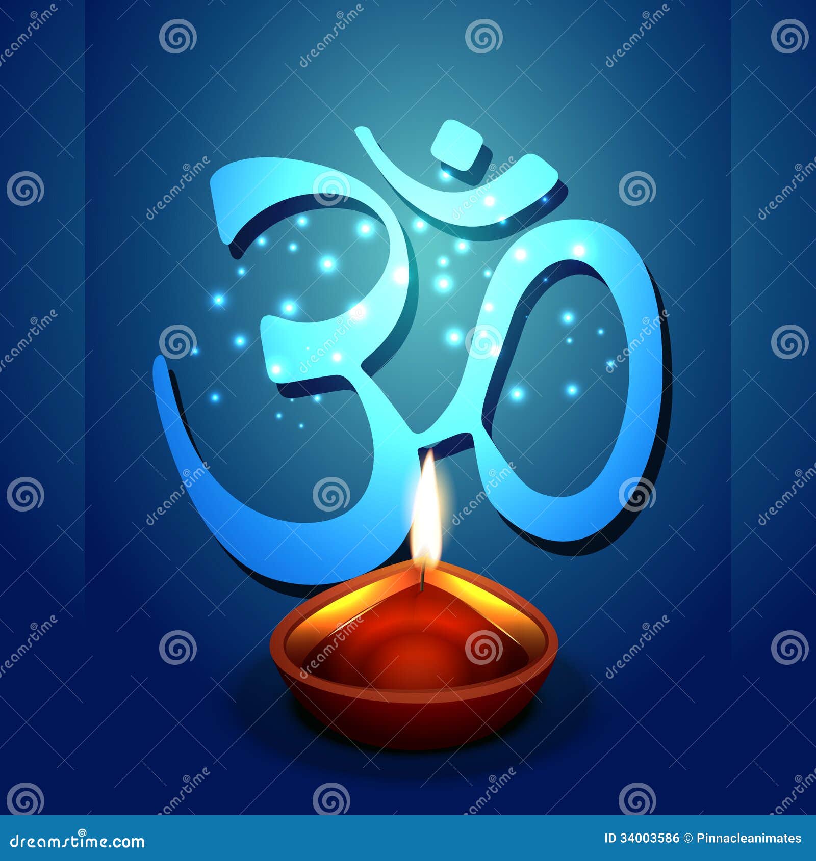 Diwali diya with om symbol stock vector. Illustration of diwali - 34003586