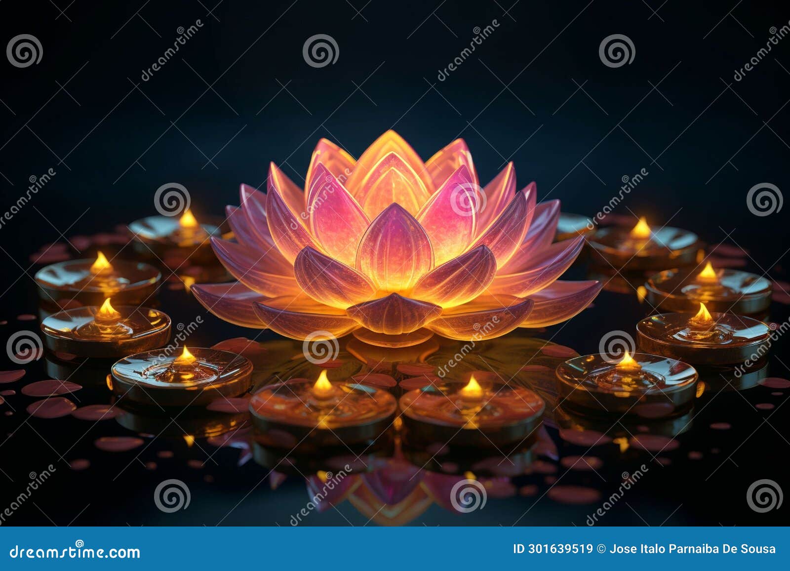 Diwali Diyas Arranged in the Shape of a Lotus Stock Illustration ...