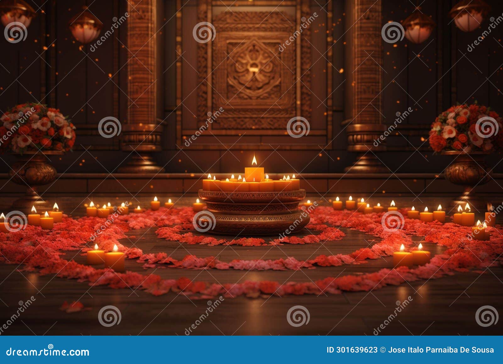 Diwali Event Backdrop with Pictures of Stock Illustration ...
