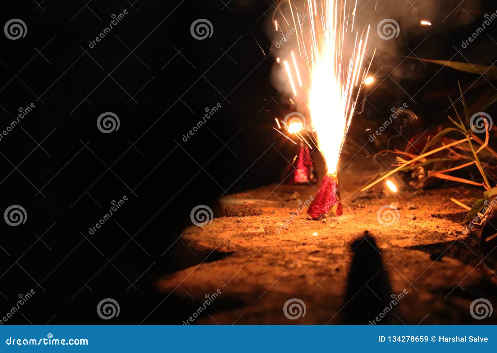 Diwali Celebration Firework Stock Image - Image of dussehra, dark ...