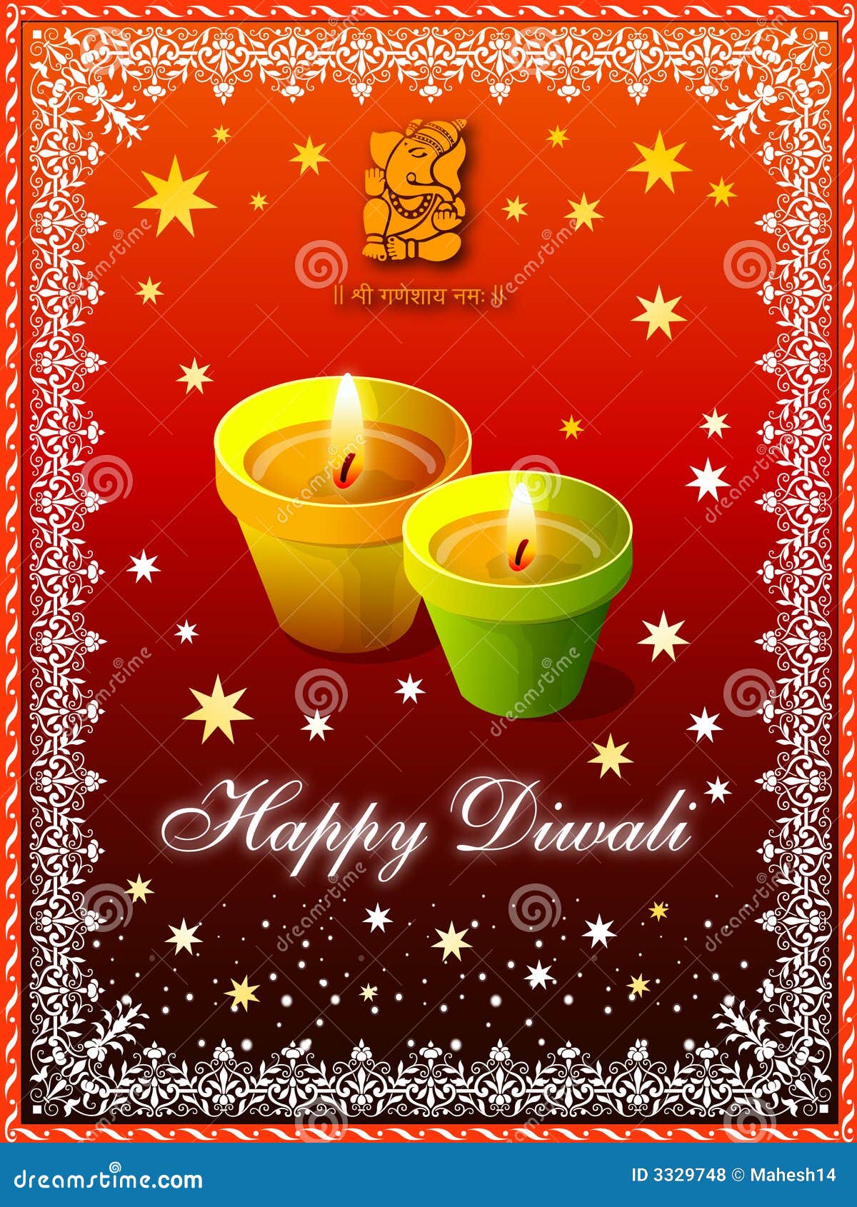 Diwali Greeting Card With Cartoon Indian Kids | CartoonDealer.com ...