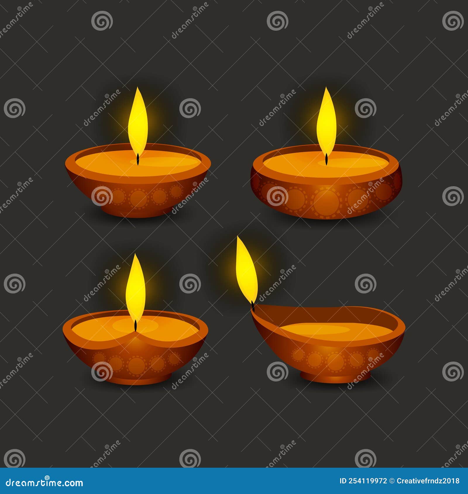 Diwali Greeting Elements, Diya Designs Set Vector Art Stock Vector ...